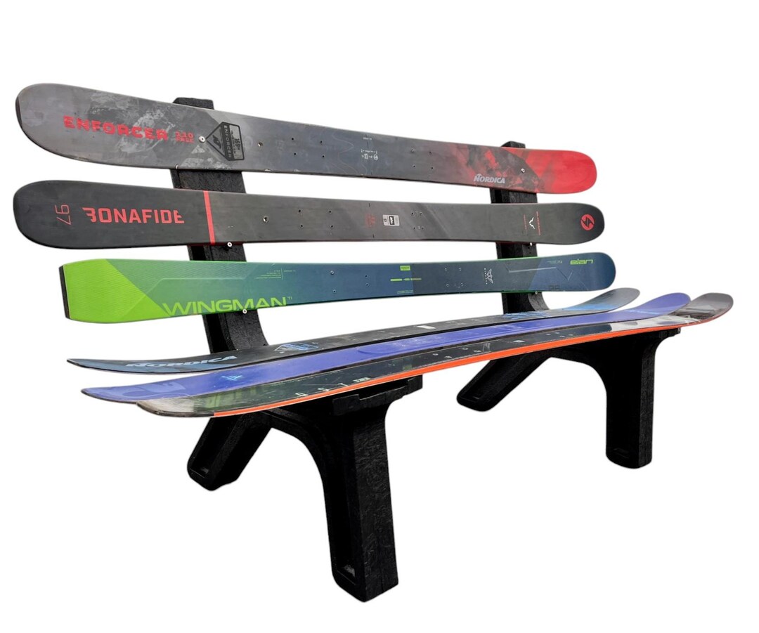 Snow Ski Bench Made From Real New School Shaped Skis - Etsy
