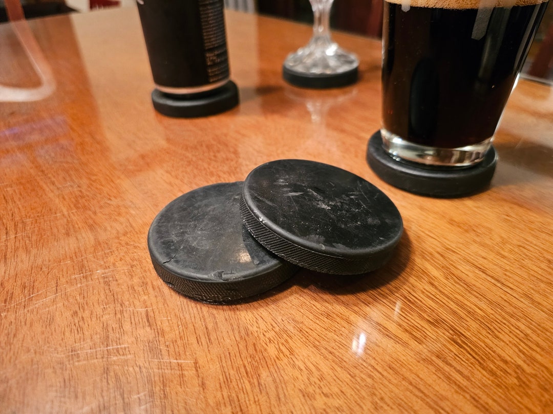 Hockey Drink Coasters - the Double Hattrick Hockey Puck Drink Coasters ...