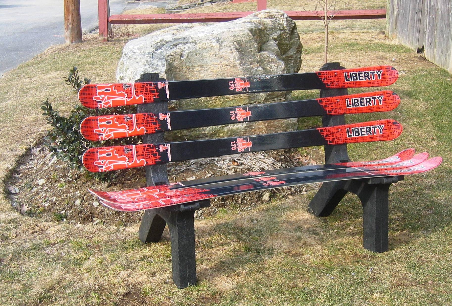 Recycled Snow Ski Bench - Customizable Outdoor Seating - Etsy