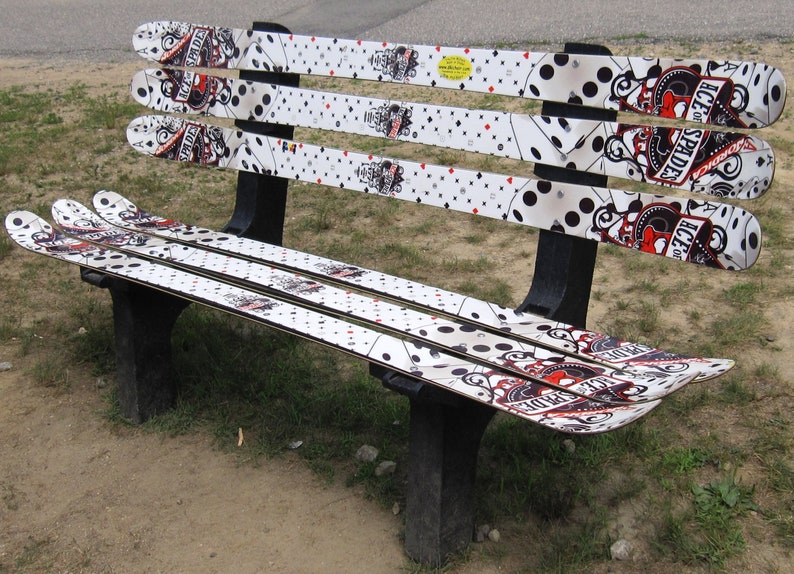Recycled Snow Ski Bench - Customizable Outdoor Seating - Etsy