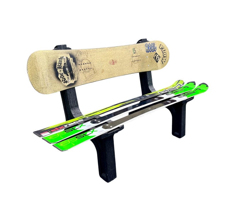 Recycled Snow Ski & Snowboard Bench - Customizable Outdoor Seating - Etsy