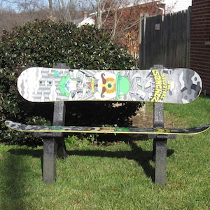 Recycled Snowboard Bench: Customizable Outdoor Seating - Etsy
