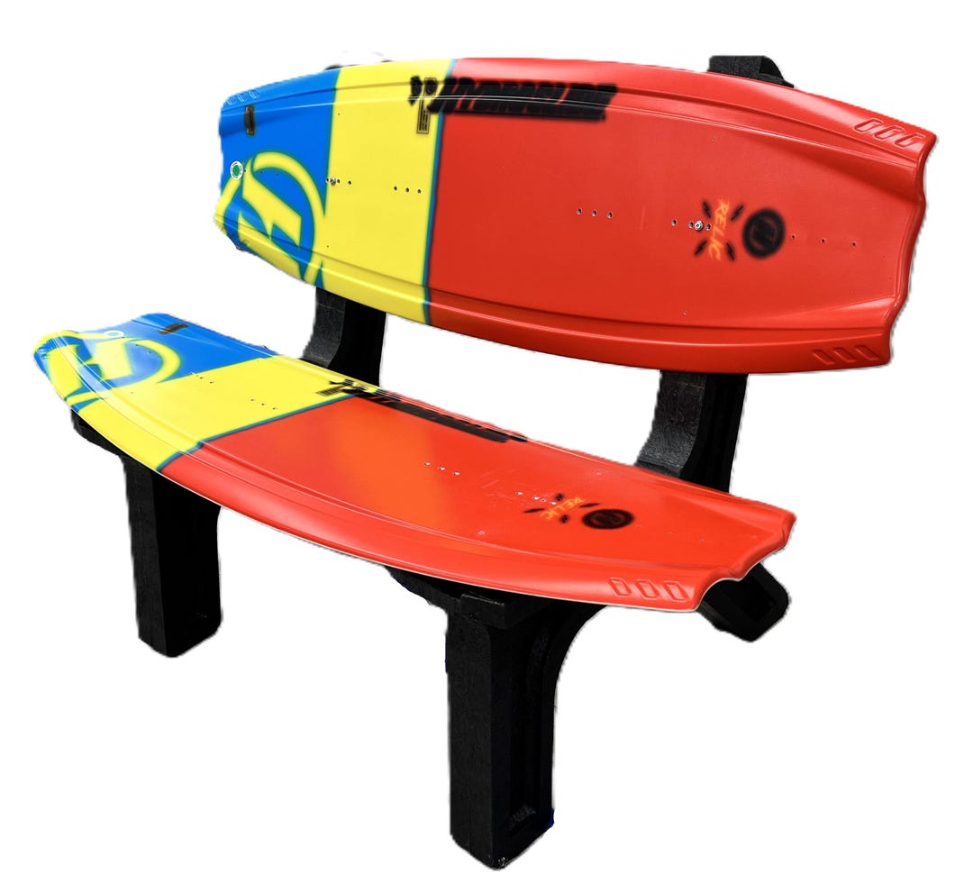 Wakeboard Bench: Recycled Plastic Legs, Handmade Home Decor Outdoor ...