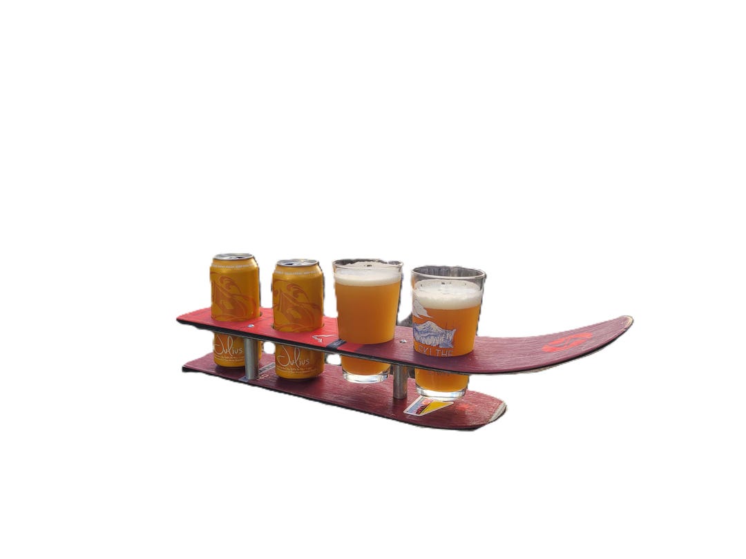 Beer Flight or Brewski Recycled Snow Ski Double Pint Beer Flight for ...