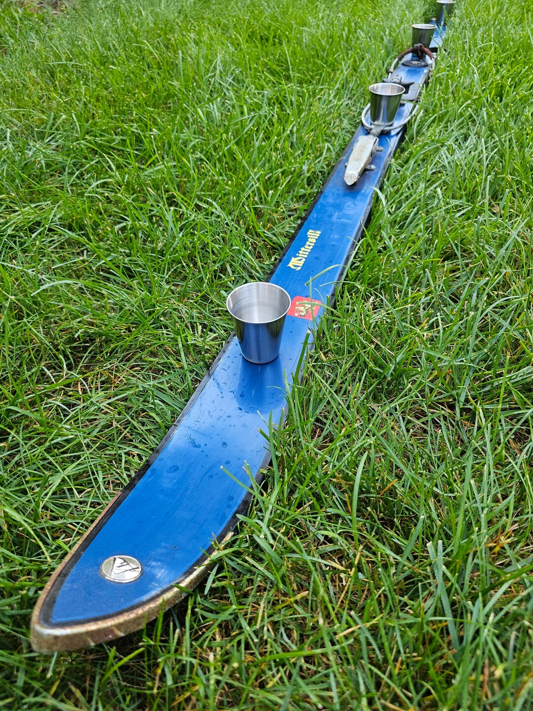 Shot Ski Antique Old School Blue Mittersill Shot Ski, 4 Shot Made From ...