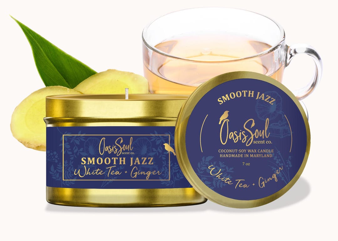SMOOTH JAZZ Candle {white Tea + Ginger} - Etsy