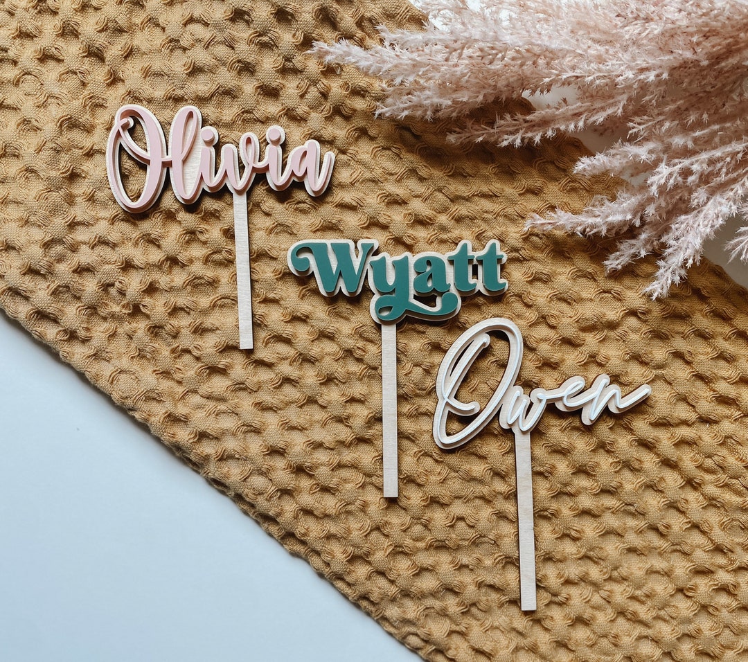 Name Cake Topper Retro Personalized Cake Topper Party Decor Name Cake ...