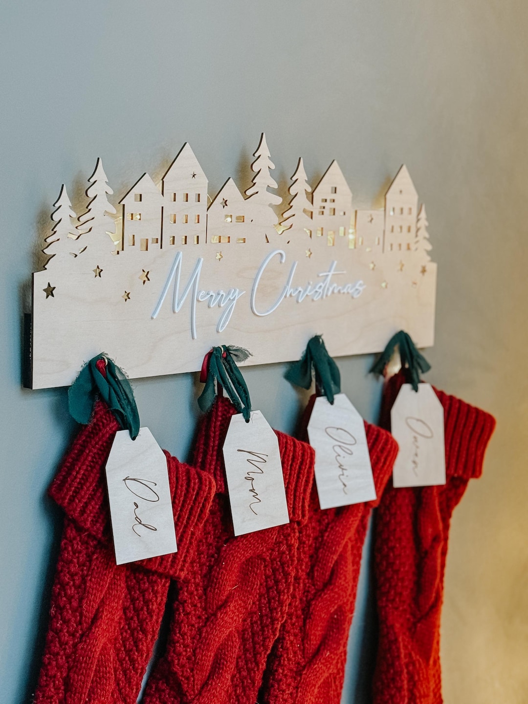 Stocking Holder | Merry Christmas | Custom Stocking Display | Wood ...
