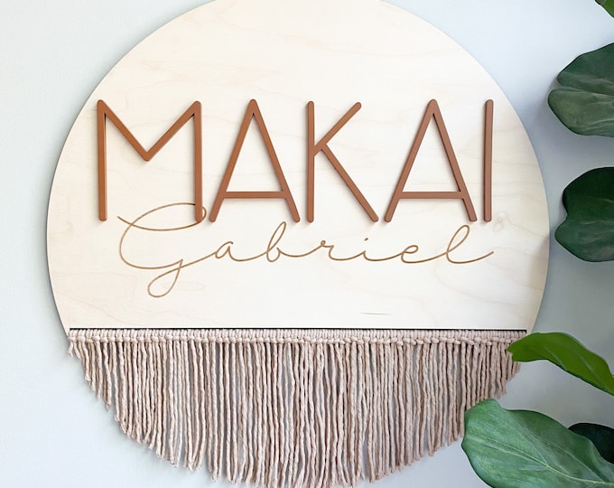 Macrame Name Sign | 3D Name Sign | Nursery Sign | Kids Name Sign ...