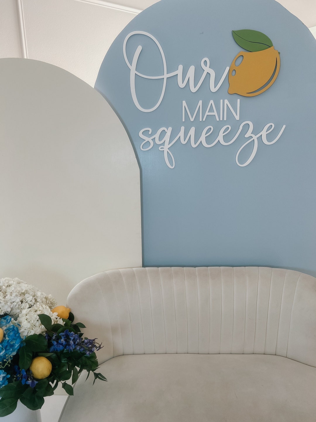Main Squeeze Baby Shower | Custom Backdrop | Custom Wooden Words ...