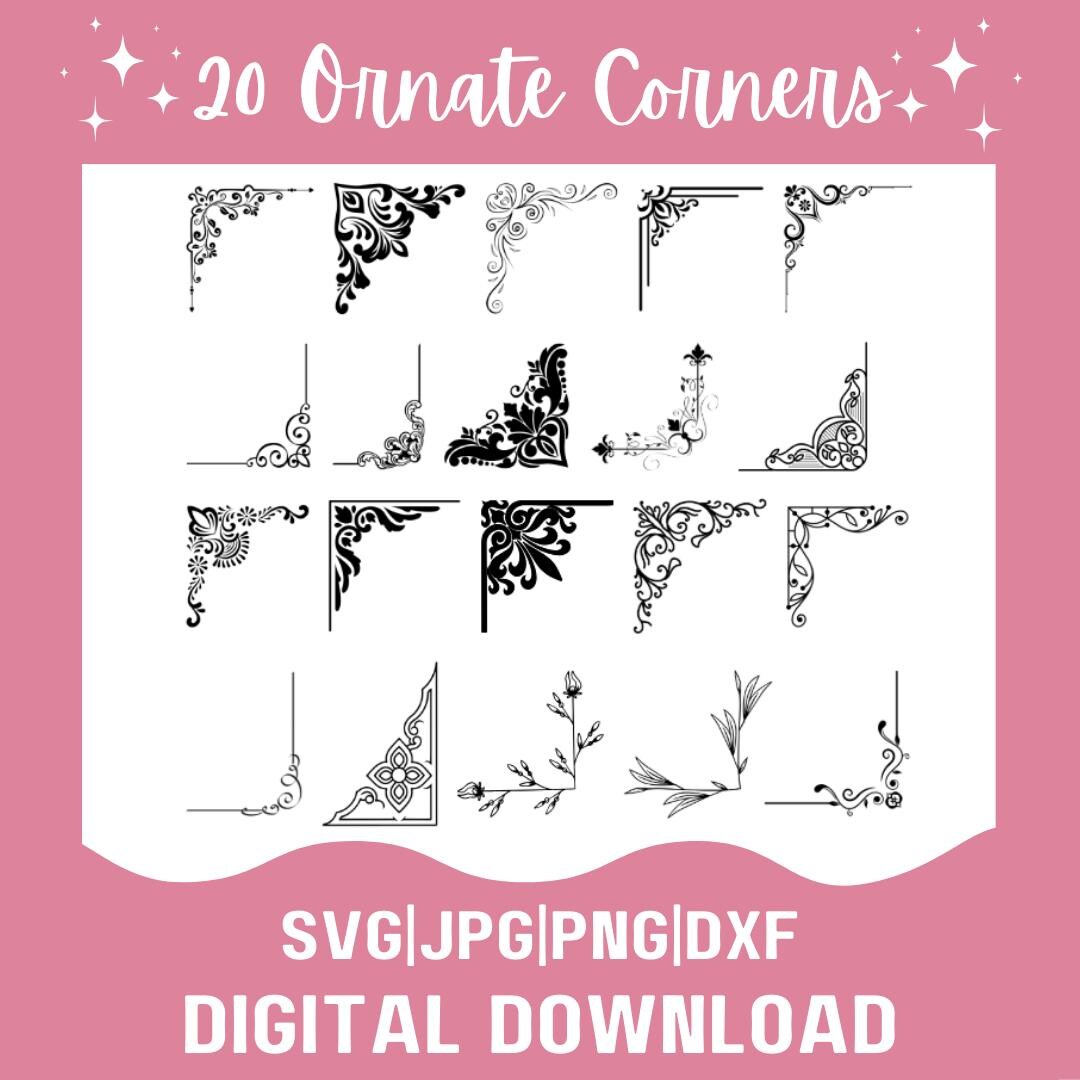 Corner Svg Bundle | Flower Corner Svg | Border Svg | Wedding Border ...
