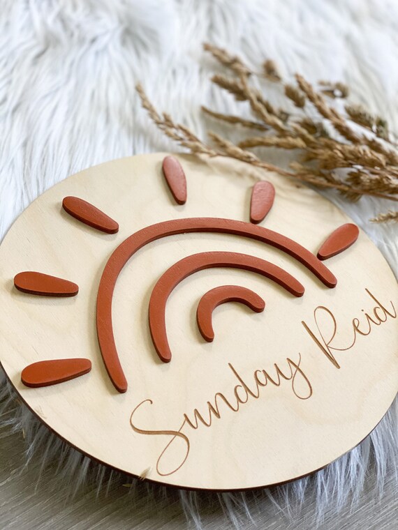 Sunshine Name Sign Baby Name Sun Nursery Decor Modern | Etsy
