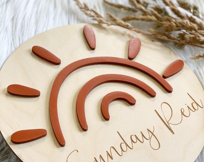 Sunshine Name Sign Baby Name Sun Nursery Decor Modern Decor Milestone ...
