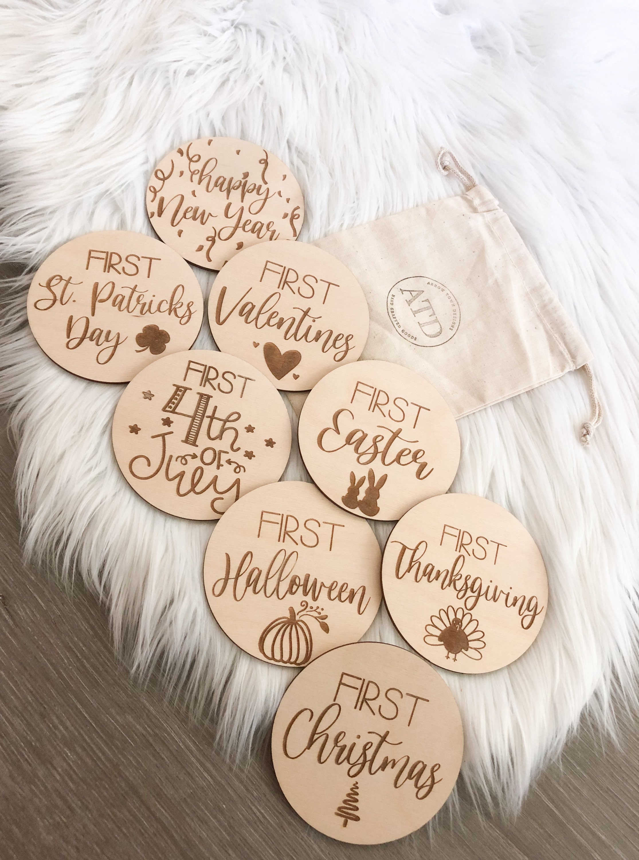 First Holiday Milestones Milestone Discs Wooden Milestone | Etsy