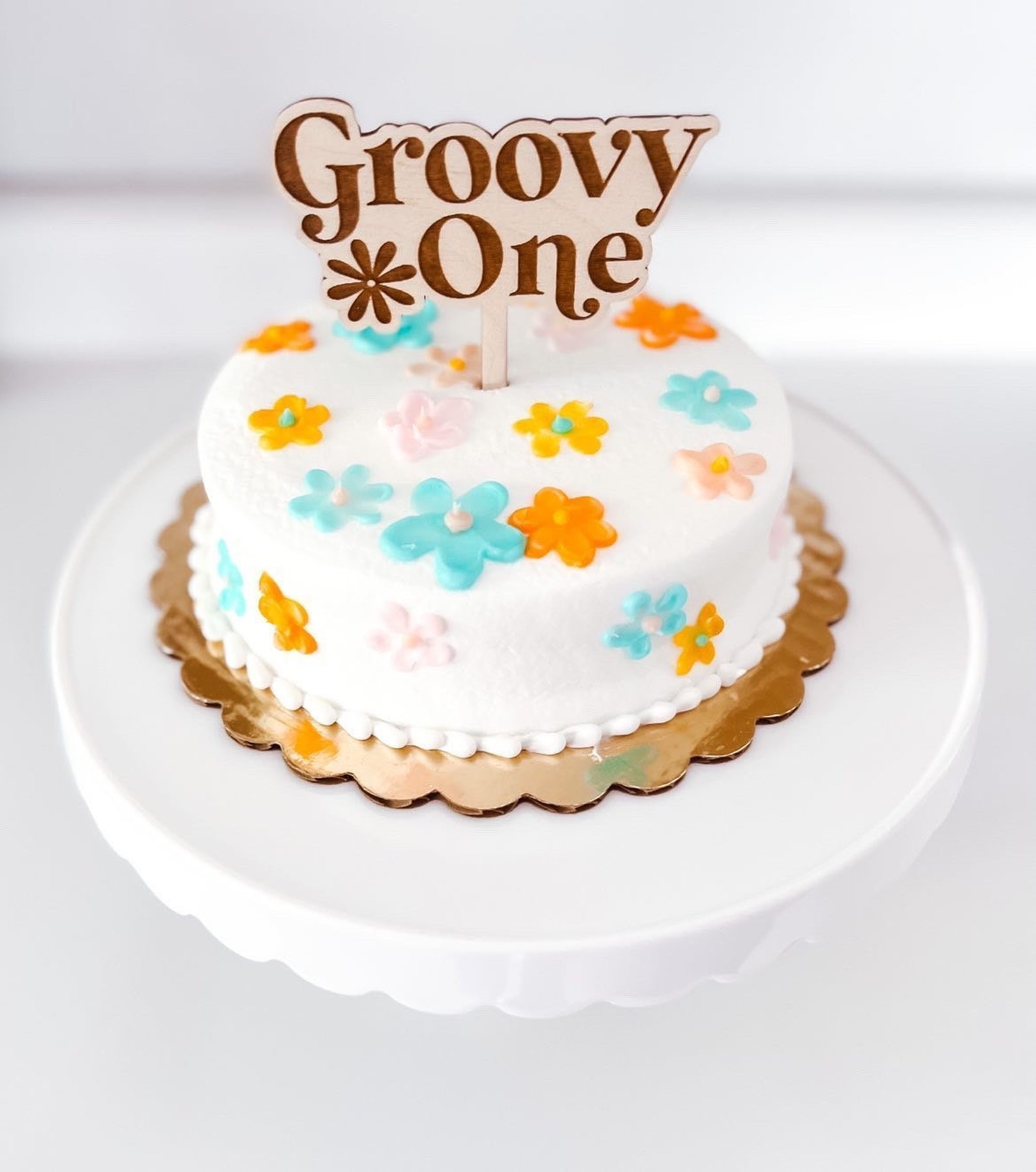 Retro Cake Topper Cake Topper Wood Cake Topper Groovy - Etsy