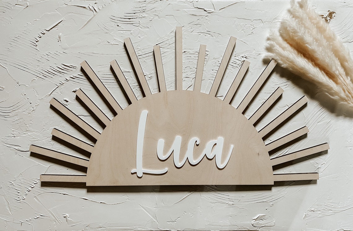 Boho Sun Nursery Name Sign Kids Name Sign Baby Name Sign - Etsy