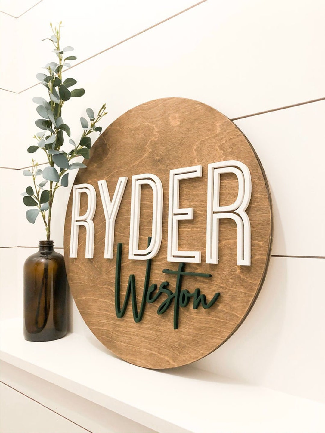 Round Nursery Name Sign | Custom Name Sign | Babyshower Gift | Nursery ...