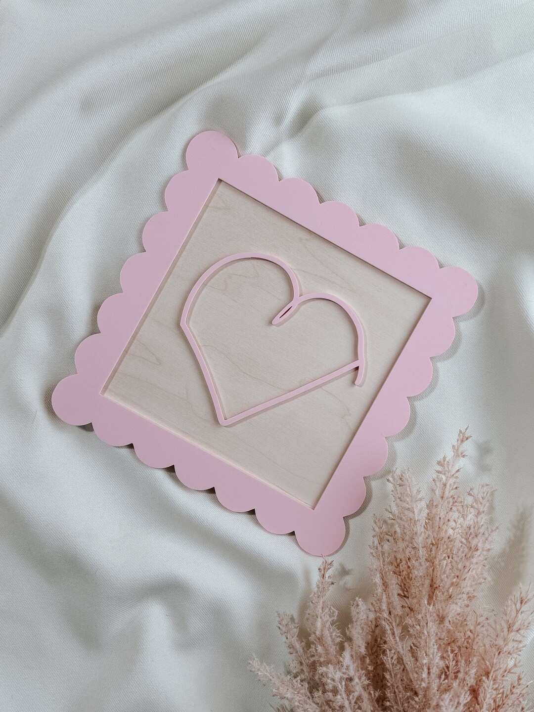 Valentines Day Sign Kids Drawing Sign Scalloped Heart Valentine Decor ...