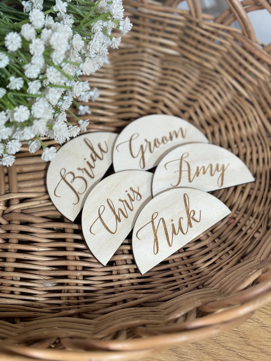 Wood Wedding Place Tags Names | Wedding Modern Name Tags | Wedding ...