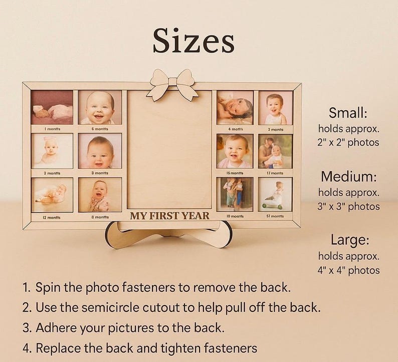 Personalized “my First Year Wooden Baby Photo Frame Monthly Milestone ...