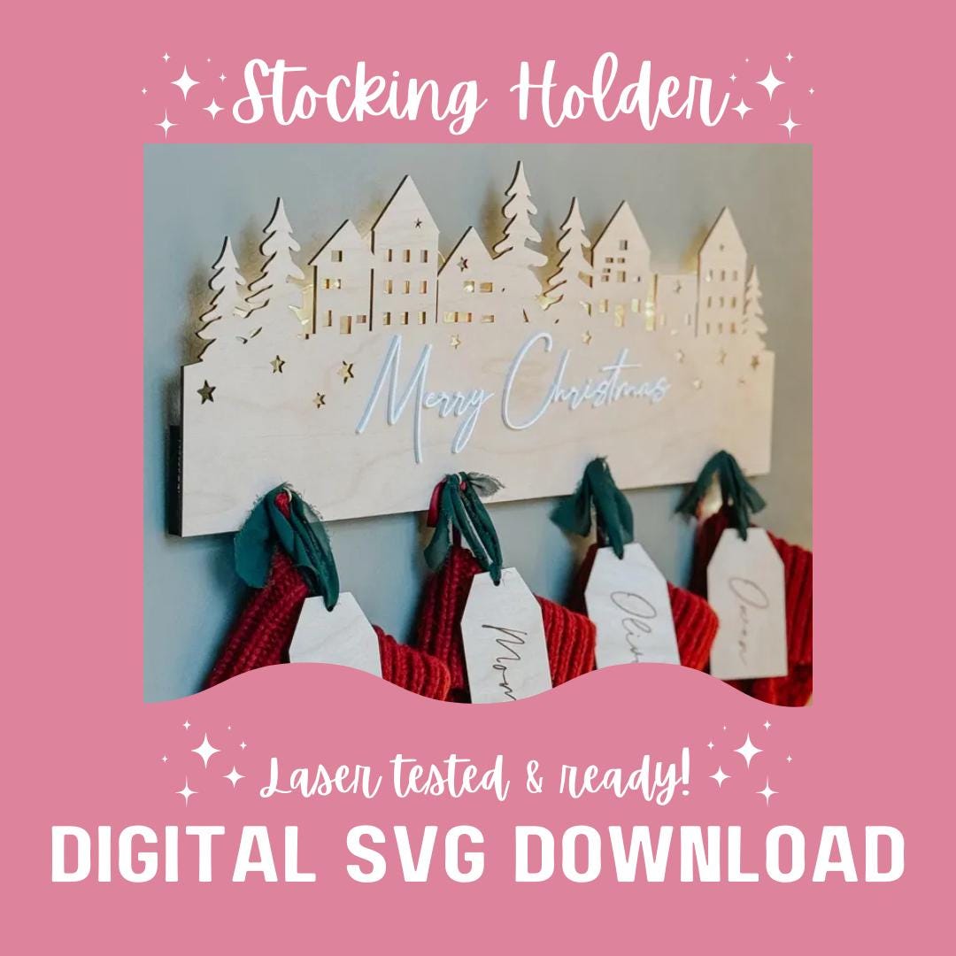 Christmas Stocking Holder Laser File | Laser Ready SVG | Christmas ...