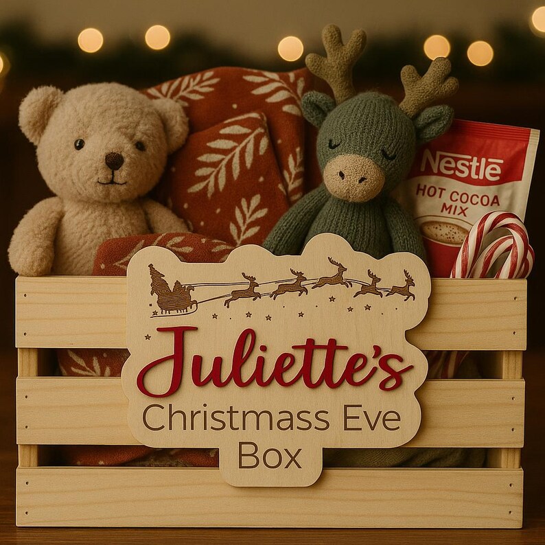 Personalized Christmas Eve Box Sign | Laser Cut Birch Wooden Plaque ...