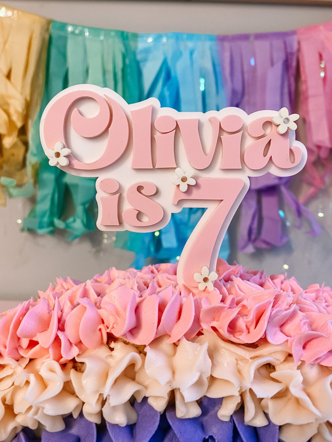 Retro Cake Topper | Hippie | Flower Power | Personalized Cake Topper ...