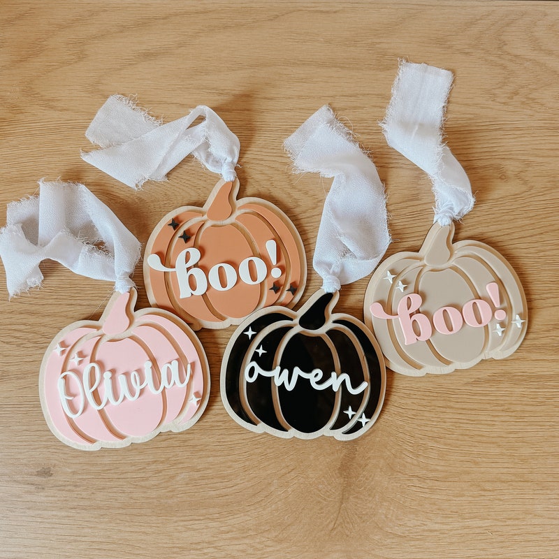 Pumpkin Name Tags - Etsy
