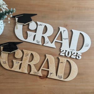 Personalized Wooden GRAD Signature Sign – Custom Graduation Guestbook ...