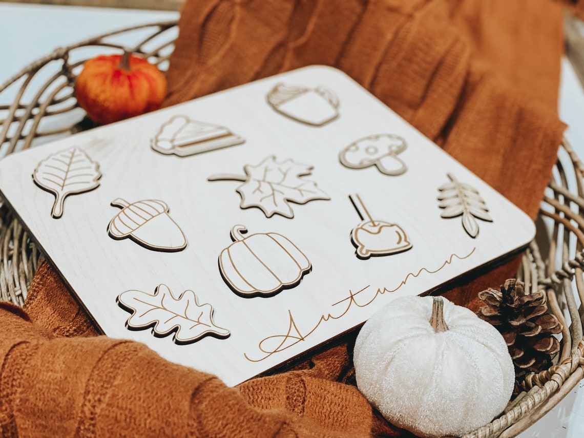 Fall Puzzle Wooden Puzzle Montessori Seasonal Toys - Etsy