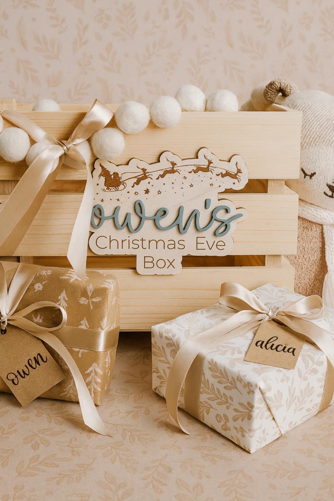 Personalized Christmas Eve Box Sign | Laser Cut Birch Wooden Plaque ...