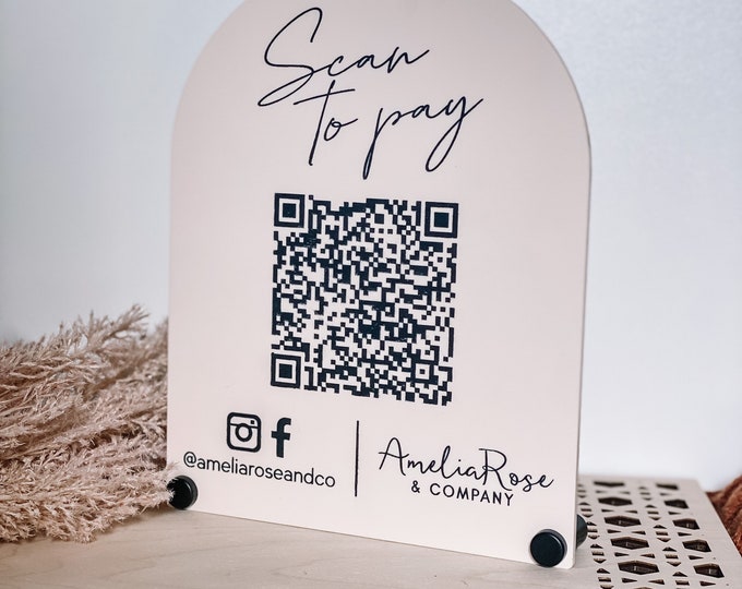 QR Sign Acrylic Qr Sign Custom Qr Sign Business Qr Sign Reader Qr Venmo ...