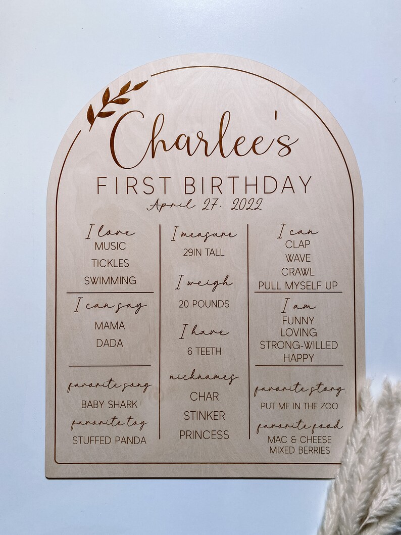 First Birthday Decor Birth Stats Sign Milestone Sign - Etsy