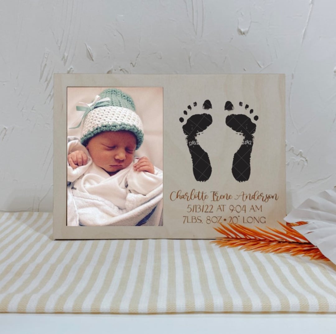 Birth Footprint Photo Frame | Baby Footprint Sign | Footprint Decor ...