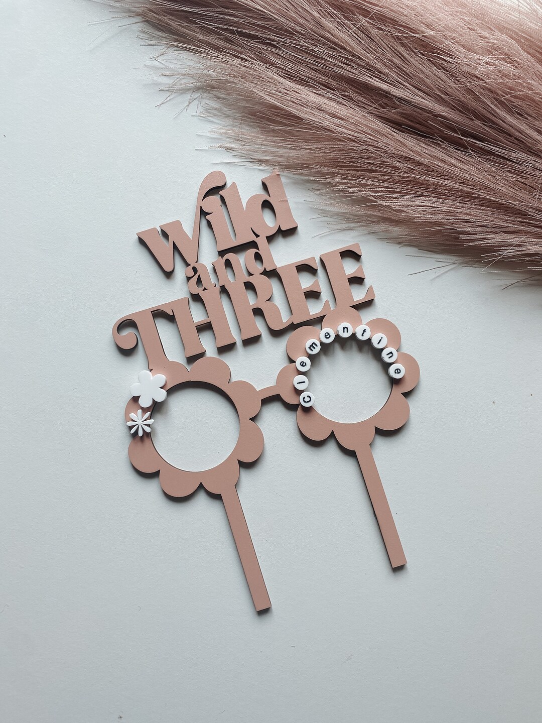 Retro Cake Topper Three Cake Topper Hippie Flower Power Personalized ...