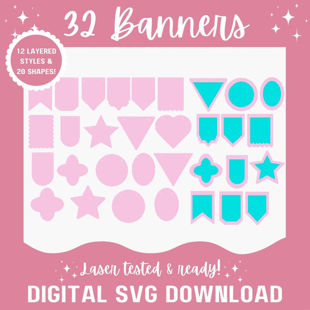 32 Bunting Banner SVG Cut File | Digital Download for Cricut ...