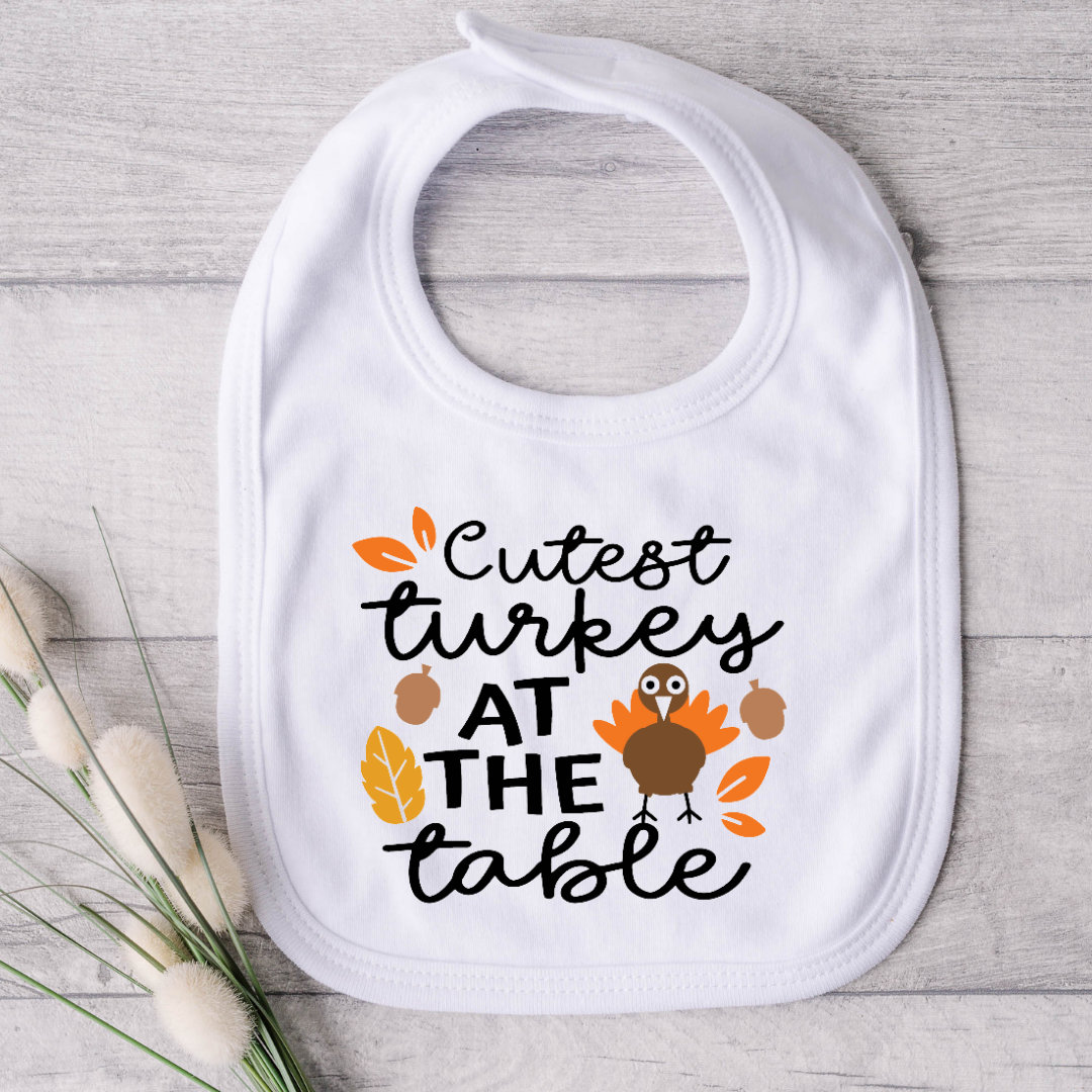 Thanksgiving Baby Bib cutest Turkey at the Table - Etsy
