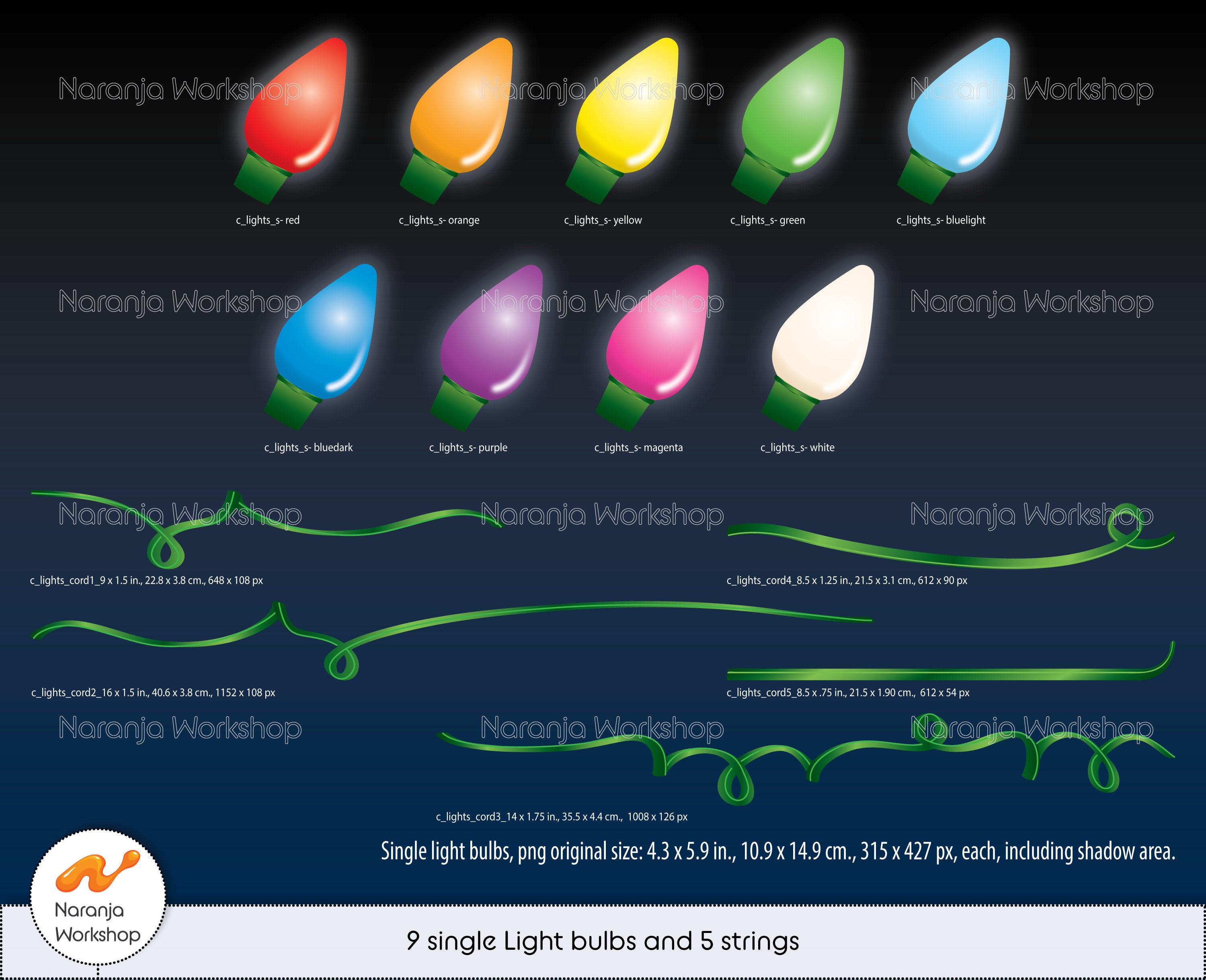 Lights Clip Art • Holiday Clip Art • Christmas Lights • Instant ...