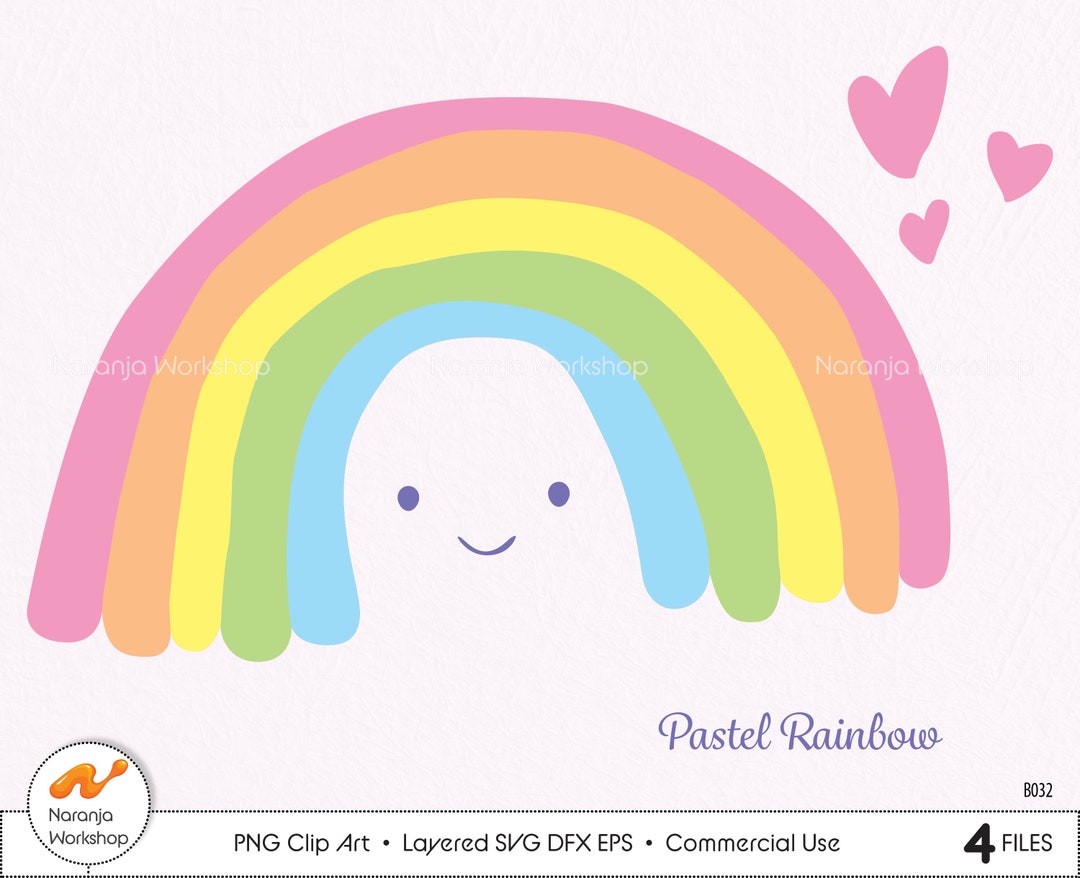 Cute Rainbow Svg, Happy Rainbow Clipart, Kawai Rainbow Graphics Svg ...
