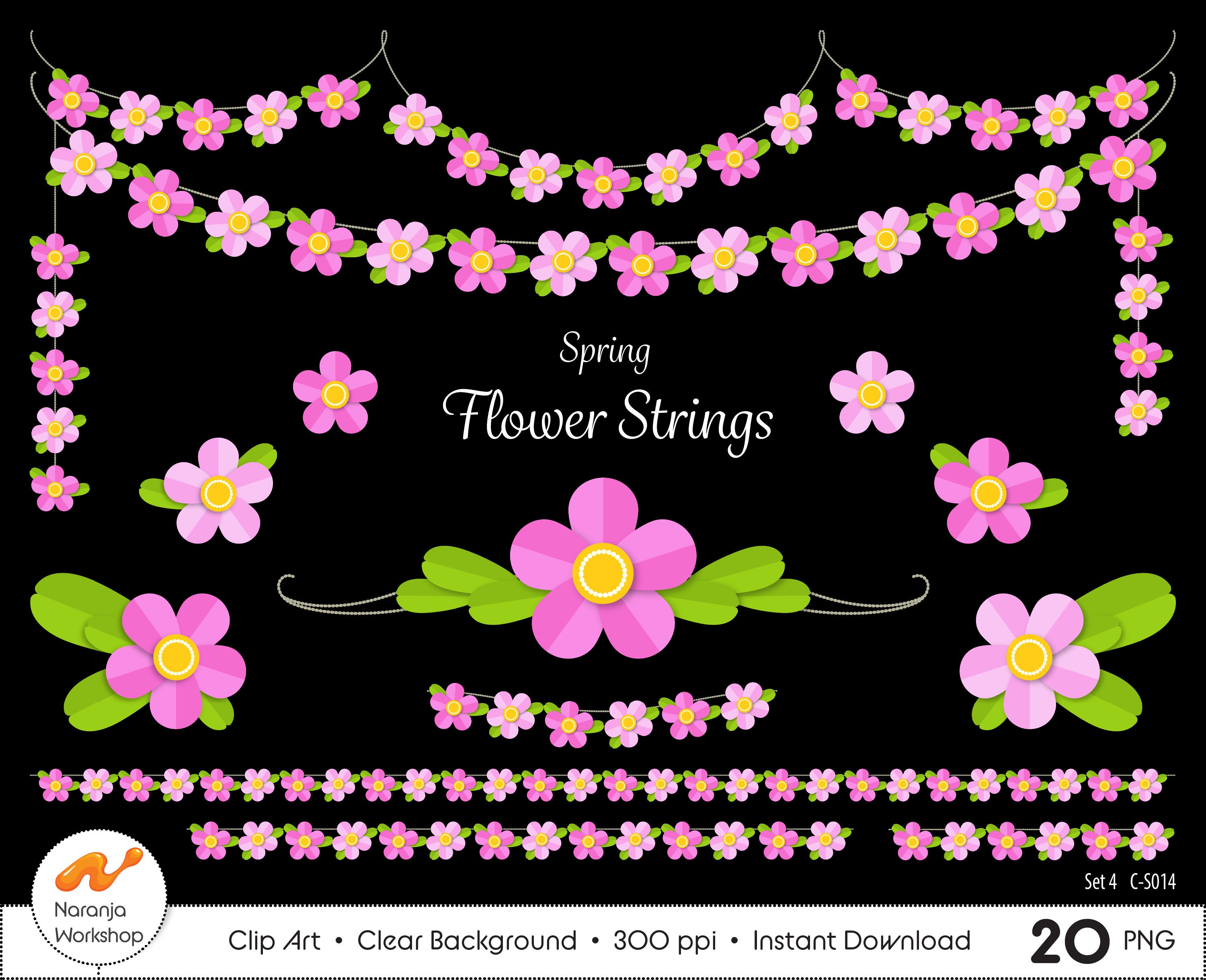 Bunting banner clip art bright floral botanical clipart | Etsy