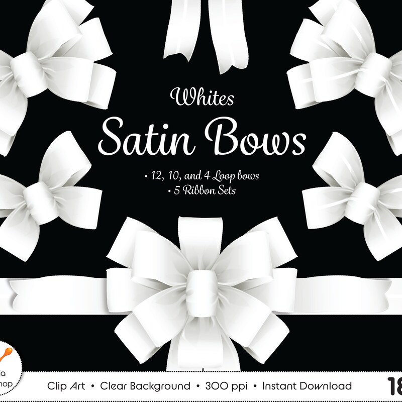 Black and White Bow Clipart - Etsy