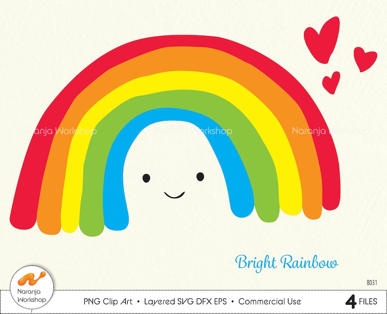 Cute Rainbow Svg, Happy Rainbow Clipart, Kawaii Rainbow Graphics Svg ...