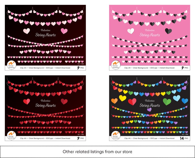 Valentine Heart Strings Clipart, Red Heart Clipart, Valentine Heart ...