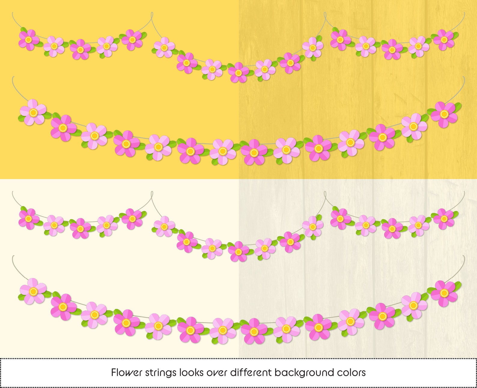 Bunting Banner Clip Art Bright Floral Botanical Clipart - Etsy