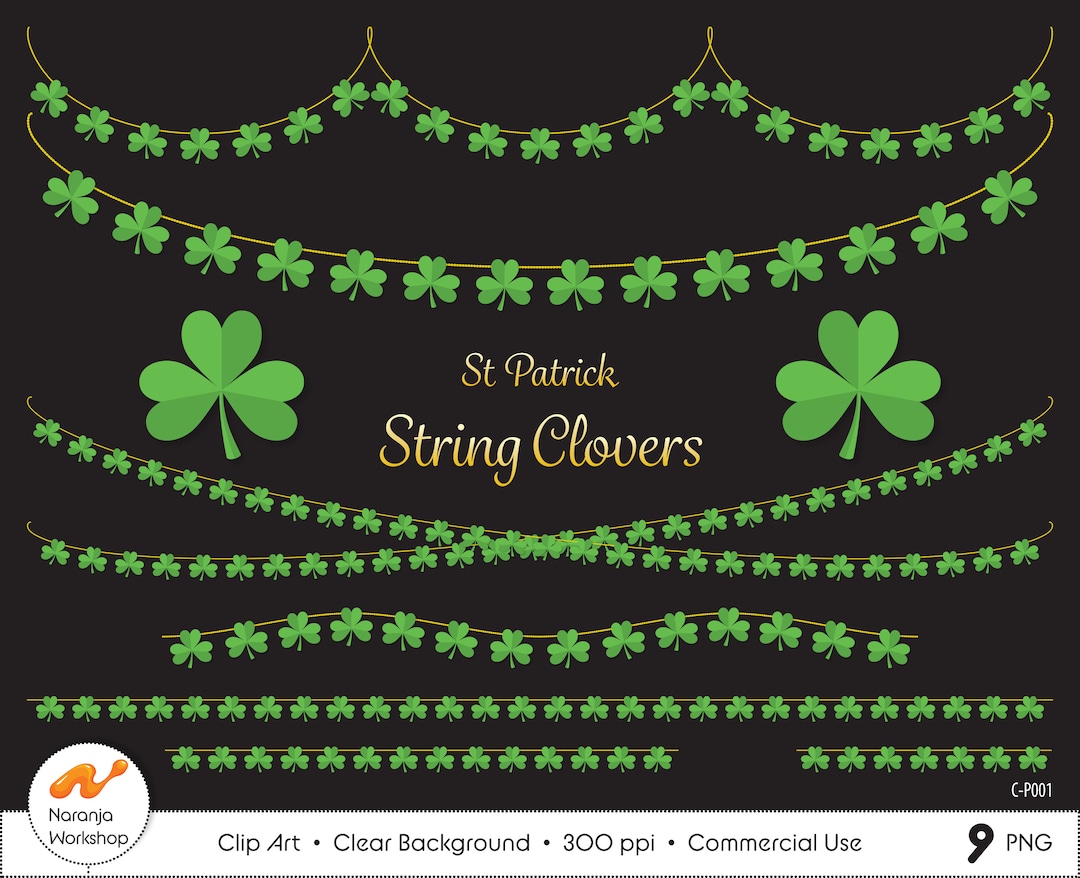 St. Patrick String Clovers, St Paddy's Bunting, Clover Banners ...
