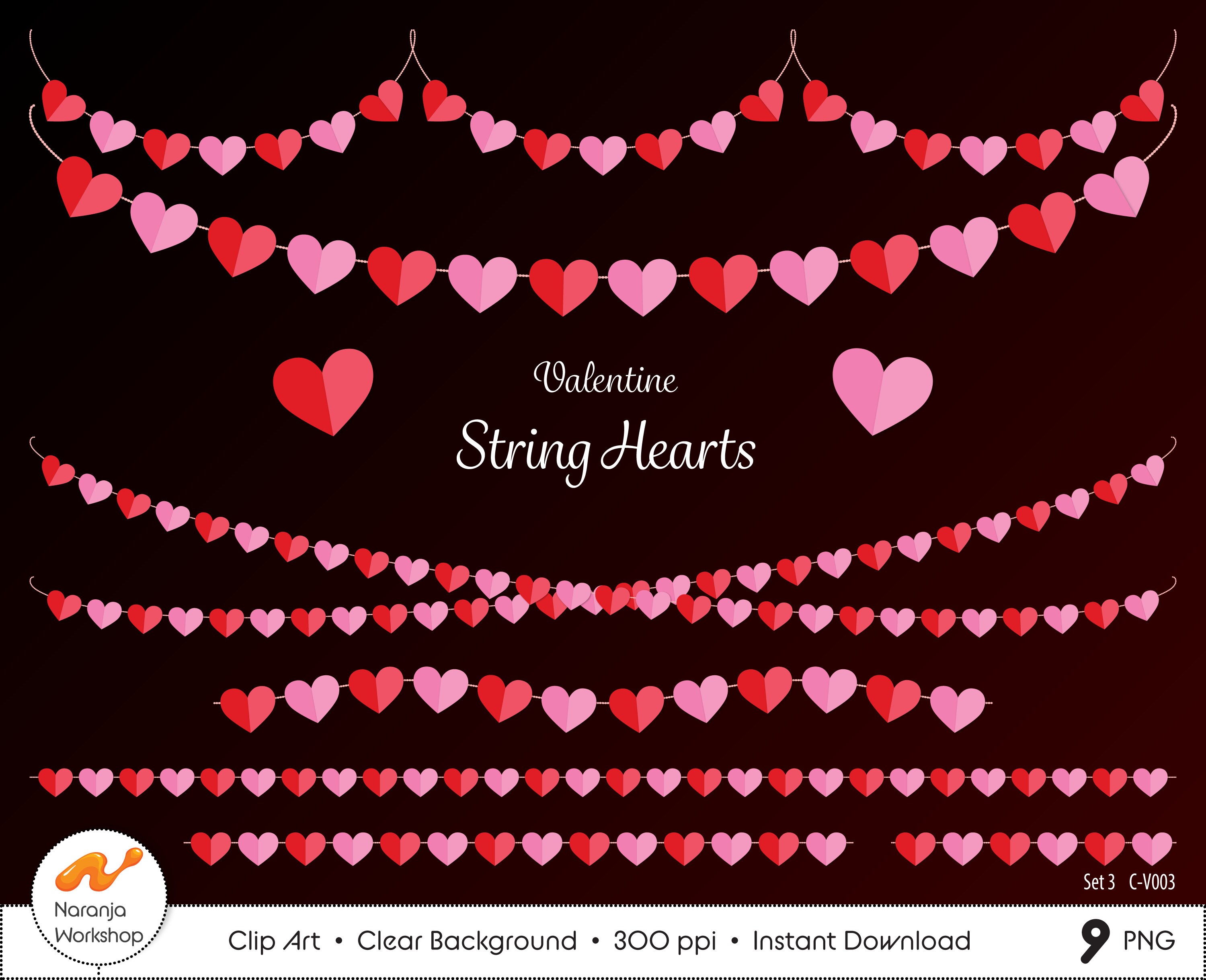 Craft Supplies & Tools Valentine heart strings clipart Valentine heart ...