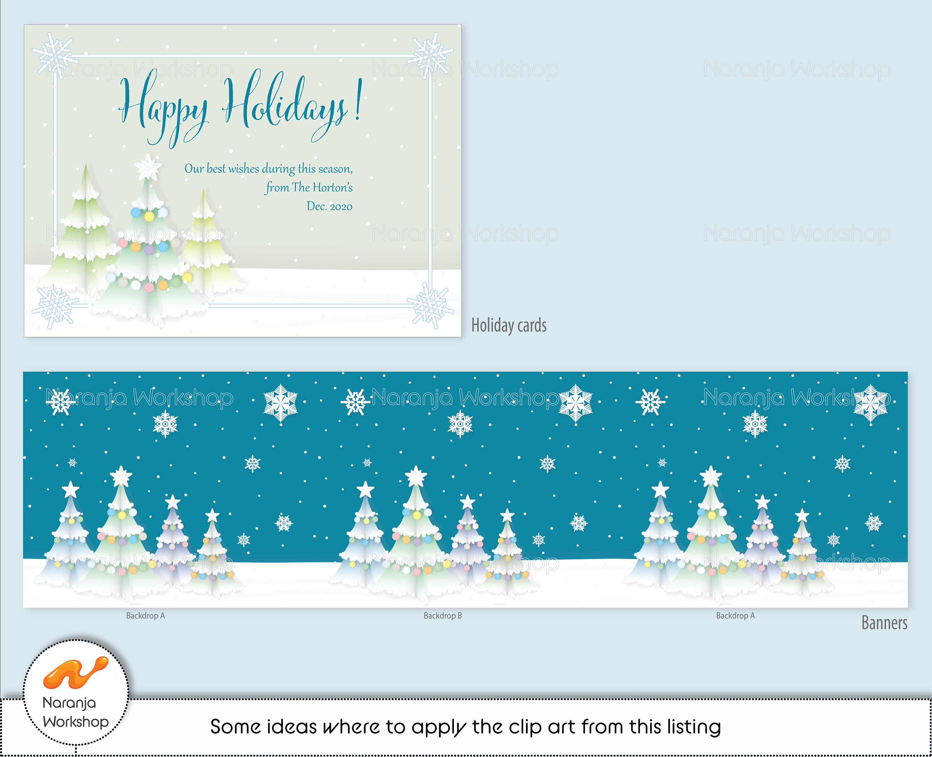 Snow Clip Art Digital Christmas Clip Art Christmas Tree - Etsy