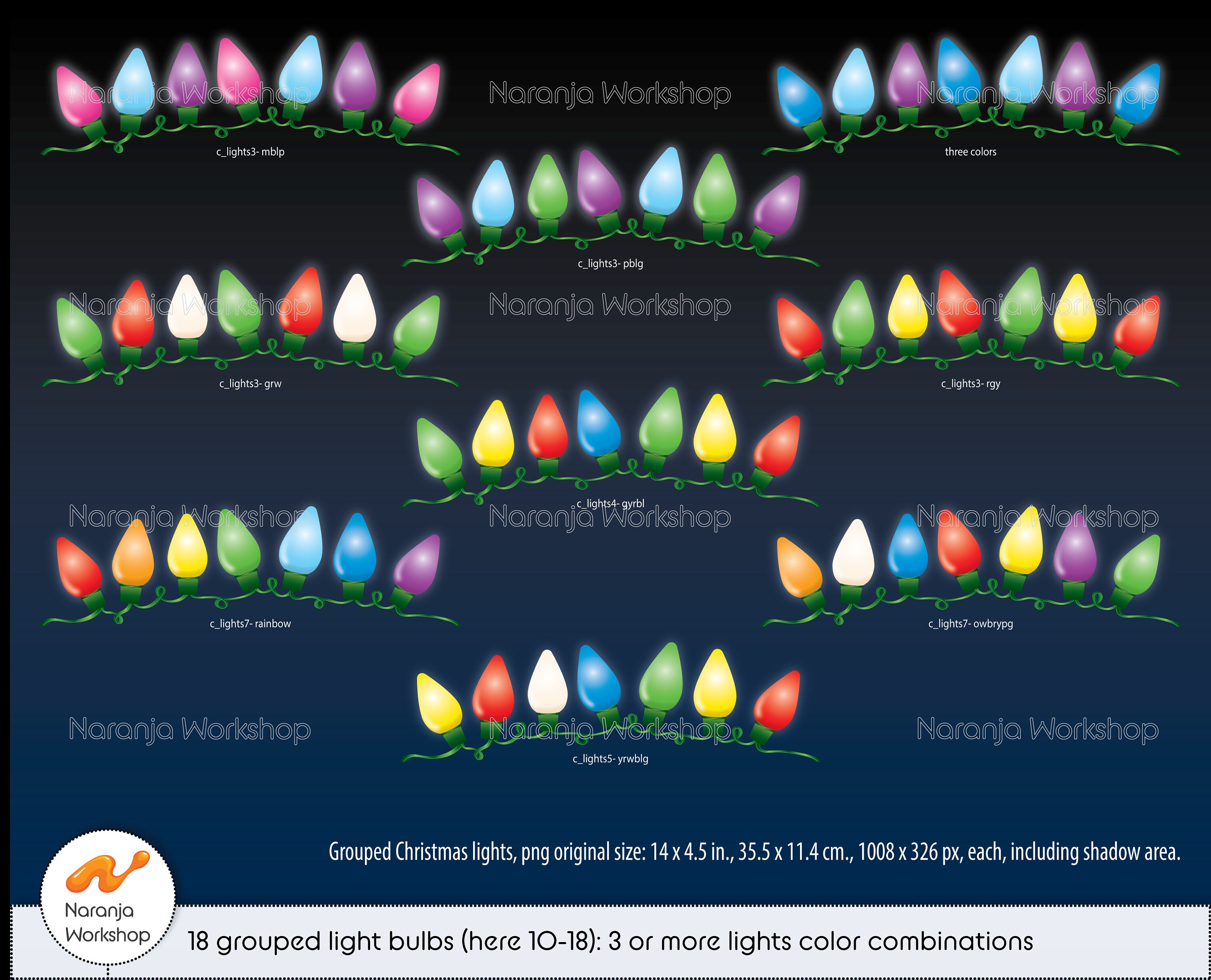 Lights Clip Art • Holiday Clip Art • Christmas Lights • Instant ...