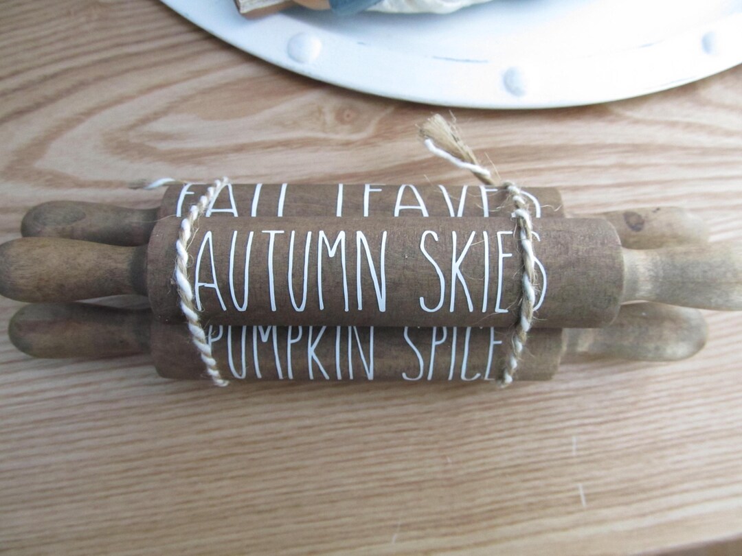 Fall Themed Mini Wood Rolling Pins Pumpkin Spice Autumn Skies Fall ...