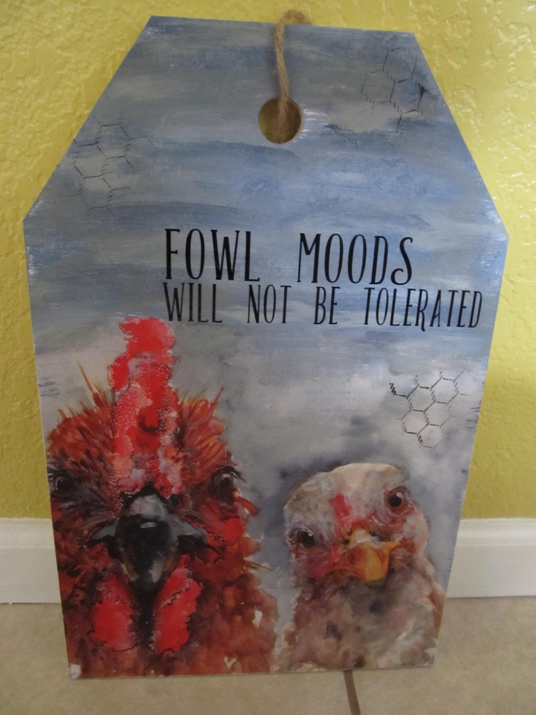 Fowl Mood Tag Sign Chicken Rooster Wood Sign Home Decor Door - Etsy